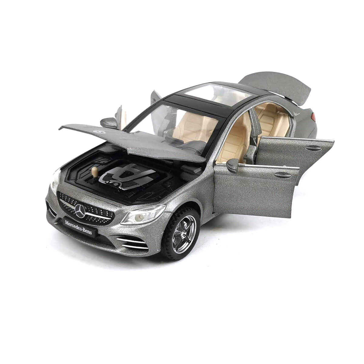 Masina metalica Mercedes-Benz C, Cu sunet si lumini, Gri - eMAG.ro