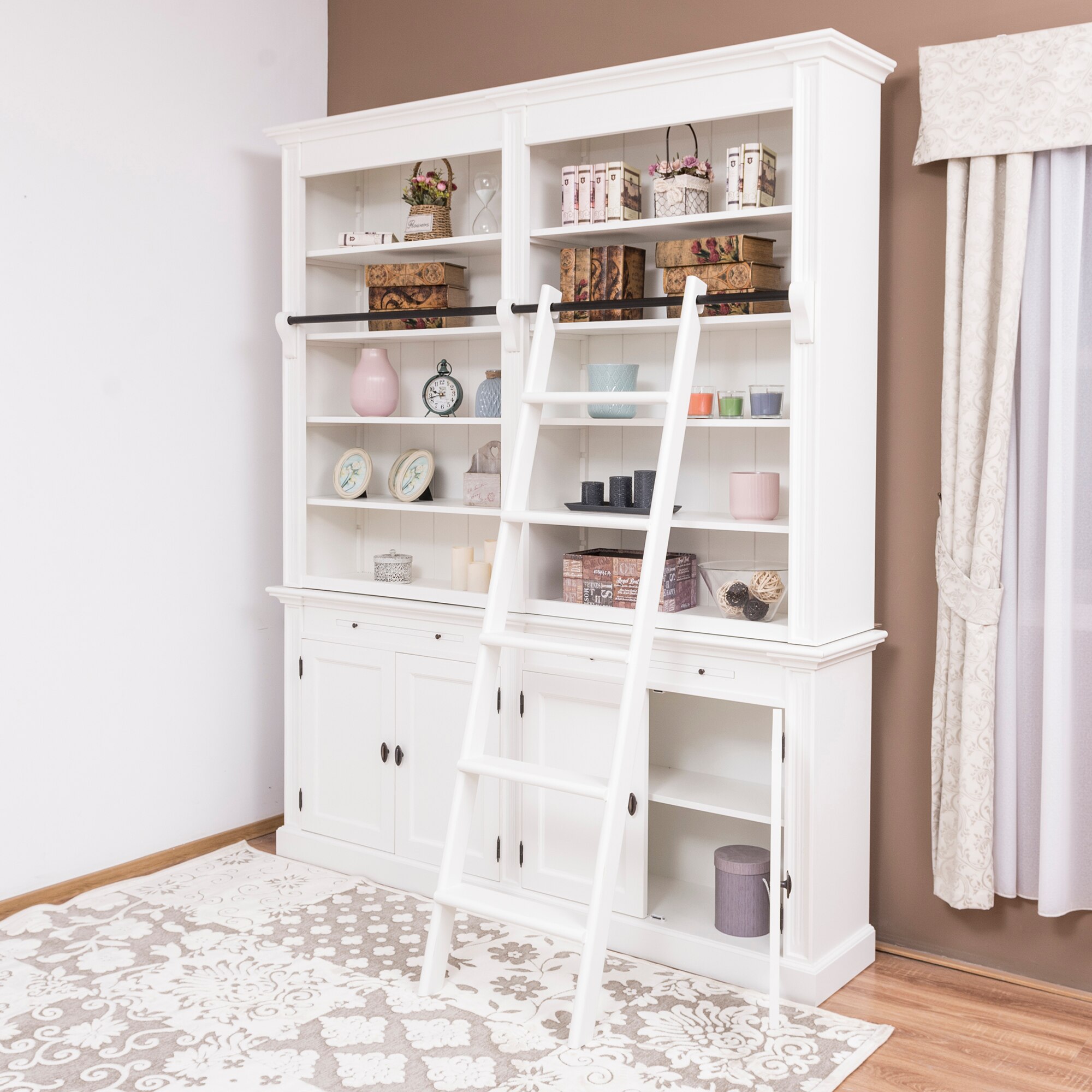 Biblioteca cu 4 usi din MDF, vopsit, alb murdar, 200x40x240 cm - eMAG.ro