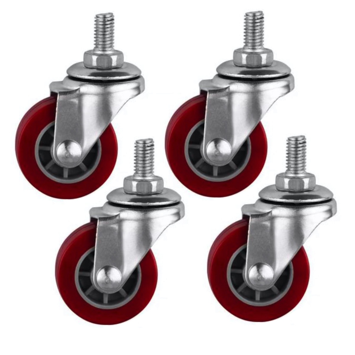 Set 4 Roti Rosii medii 65mm Pivotante cu Surub rotile - eMAG.ro