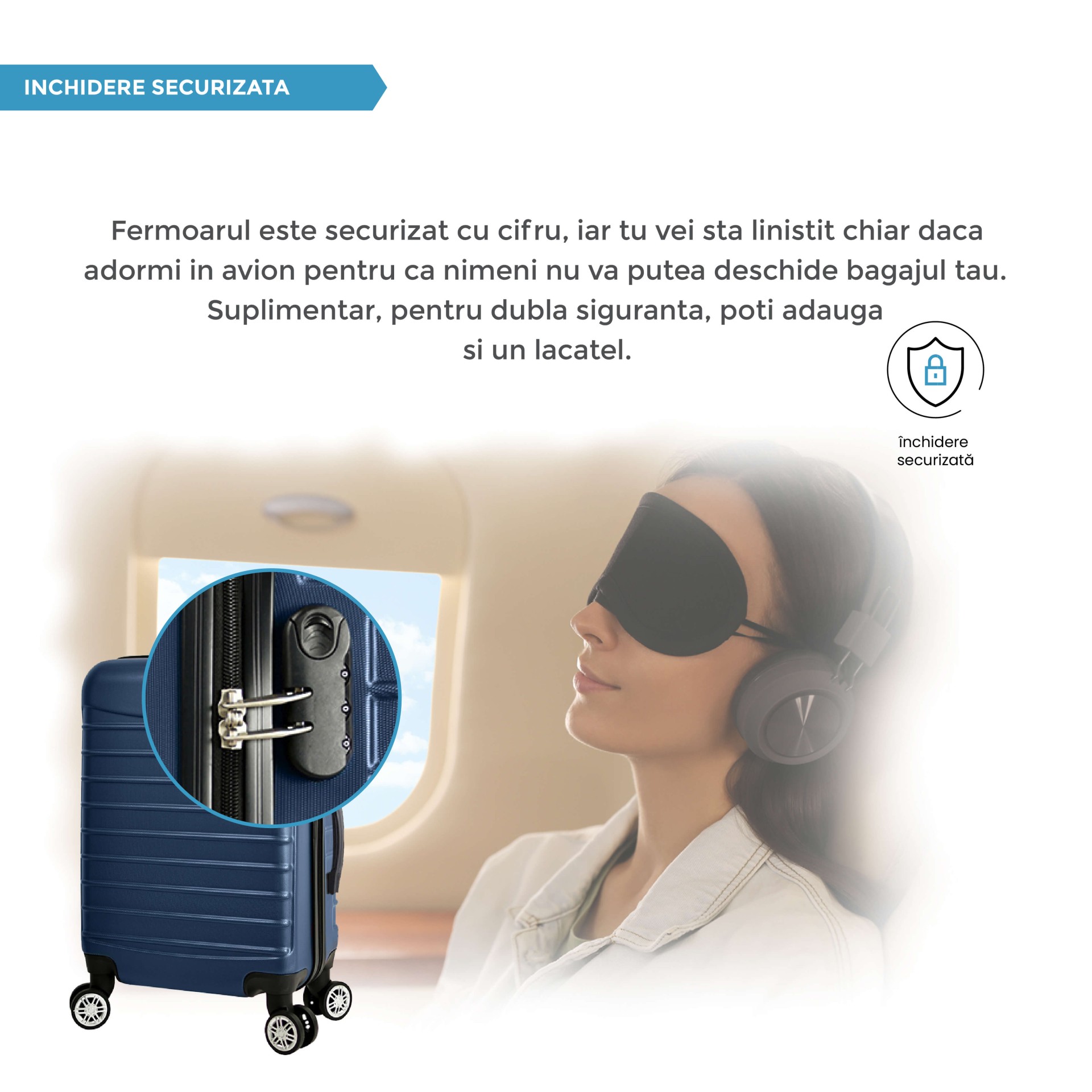 Set 3 trolere, Quasar & Co.®, Model Line, 4 roti duble cu rotatie 360 ...