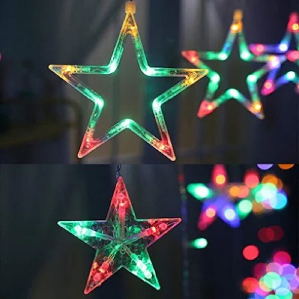 Instalatie Craciun Perdea luminoasa ploaie 12 Stele, mari si mici ...