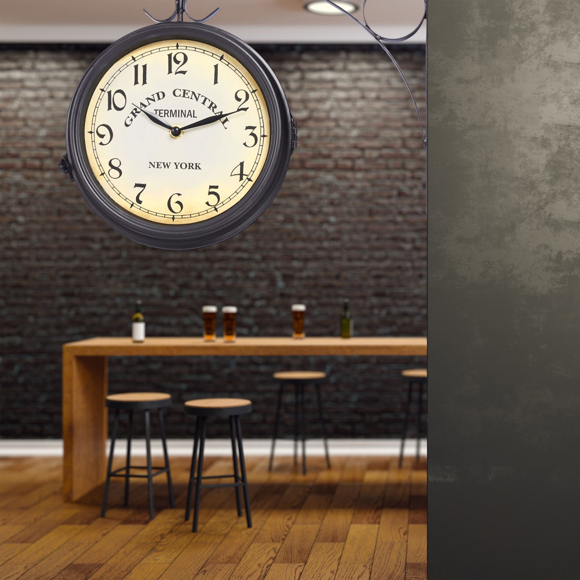Ceas de perete, design vintage, 2 fete, dimensiuni 35 x 35 x 10 cm ...