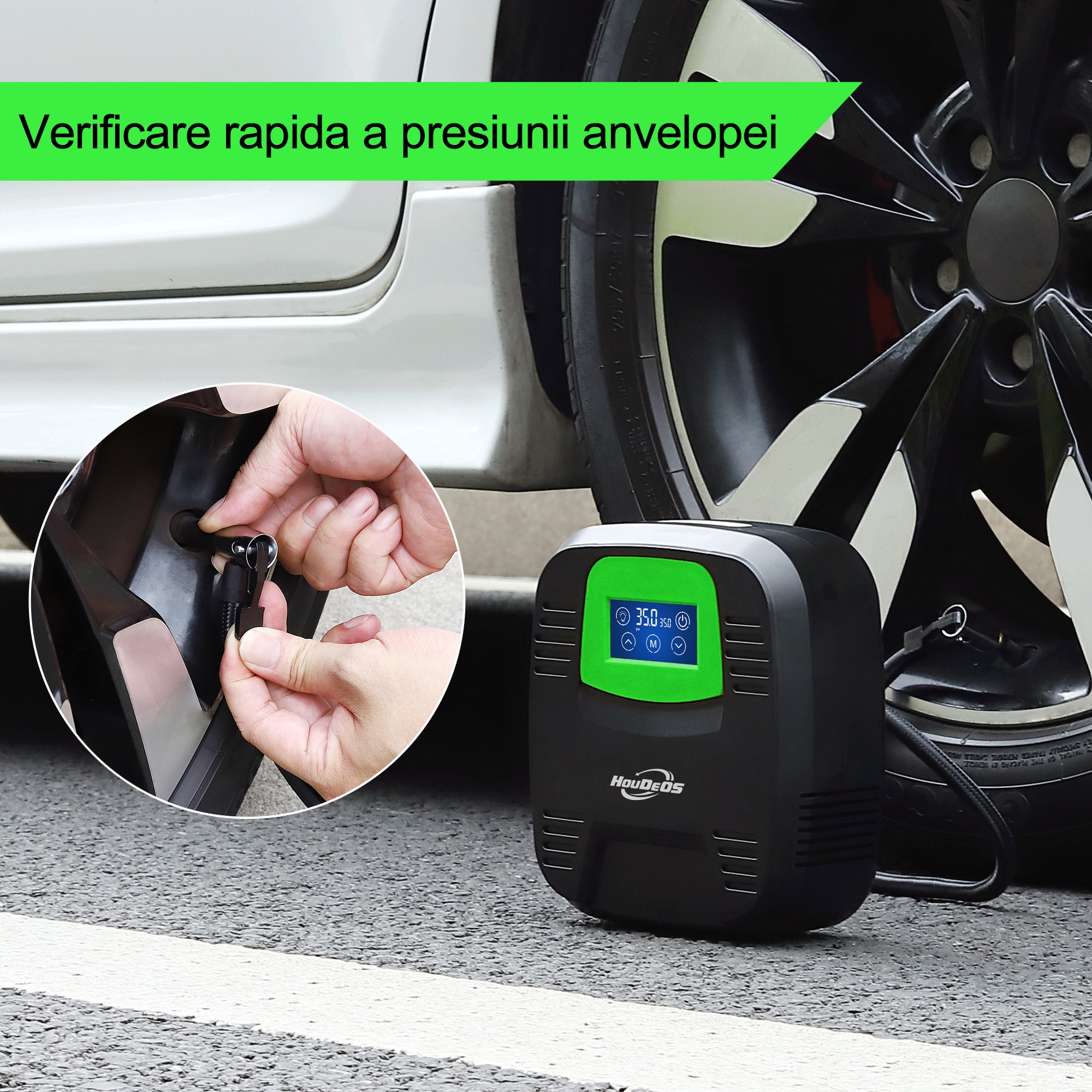 Compresoare auto 12V HouDeOS, maxim 10 bar / 150 PSI, 35L/min, Operarea ...