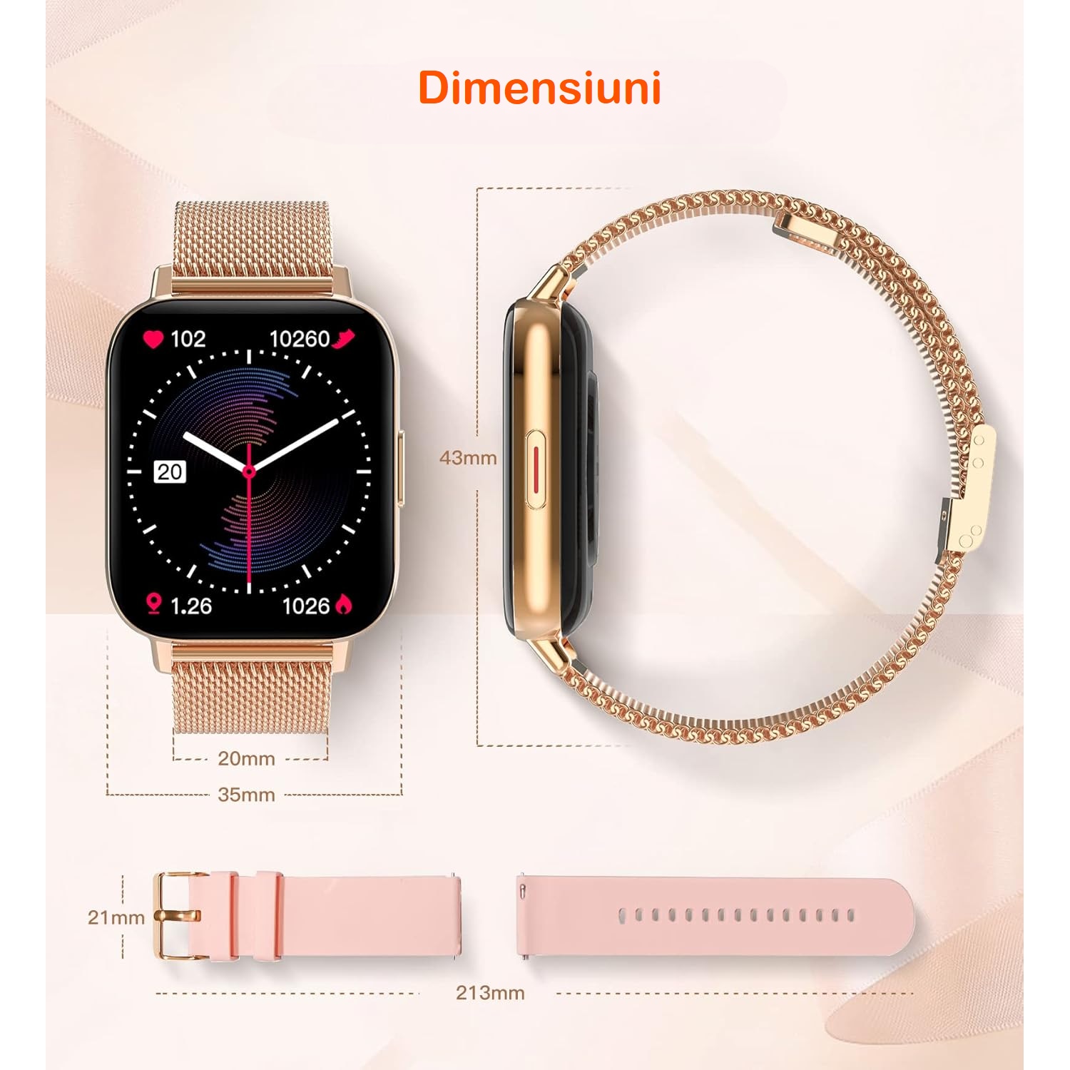 Ceas Smartwatch ViBE™ WATCH Apel Bluetooth HD, 1.69” Borderless Intens ...