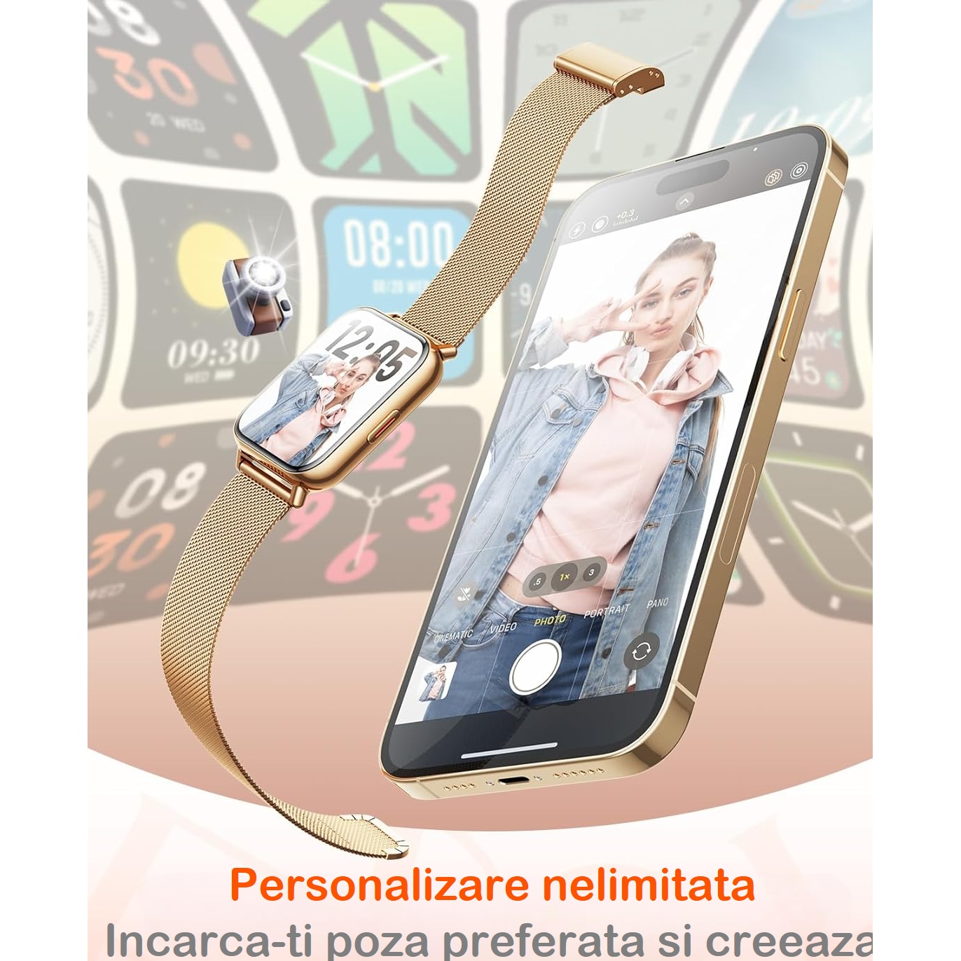 Ceas Smartwatch ViBE™ WATCH Apel Bluetooth HD, 1.69” Borderless Intens ...