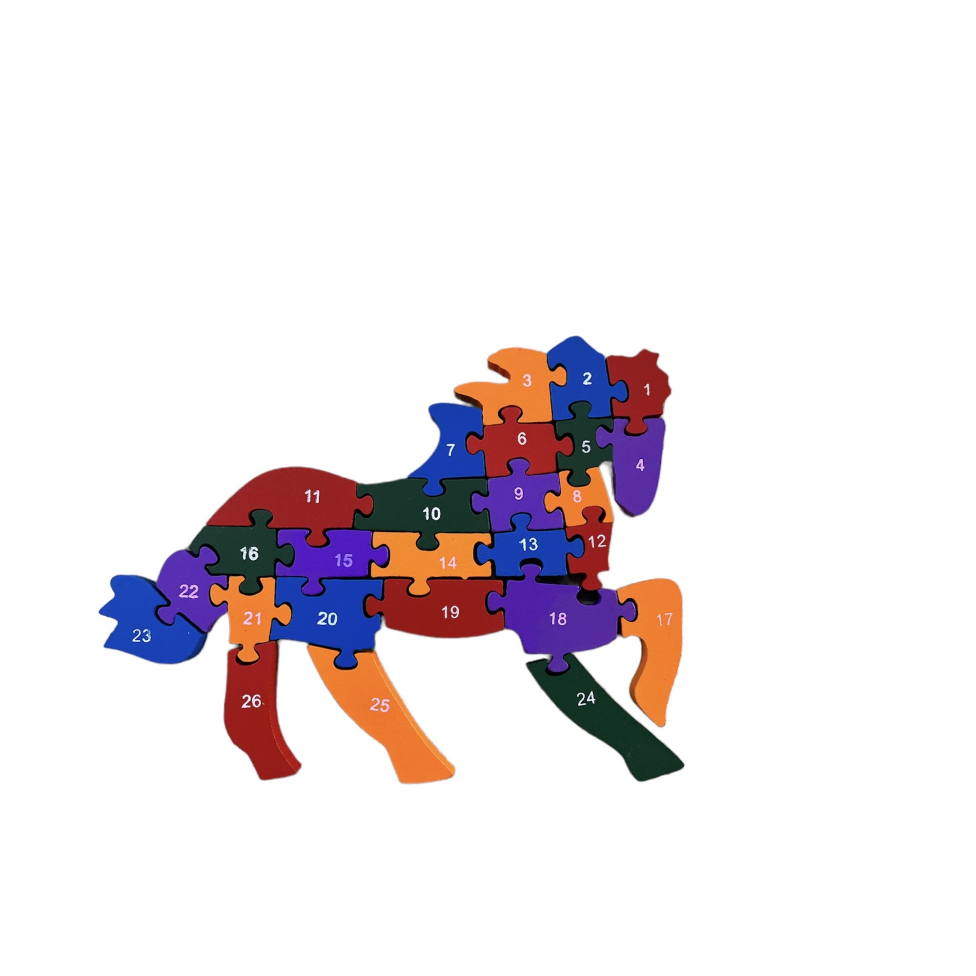 Puzzle educativ din lemn pentru copii, model cal 28x21x2 cm, 26 piese ...
