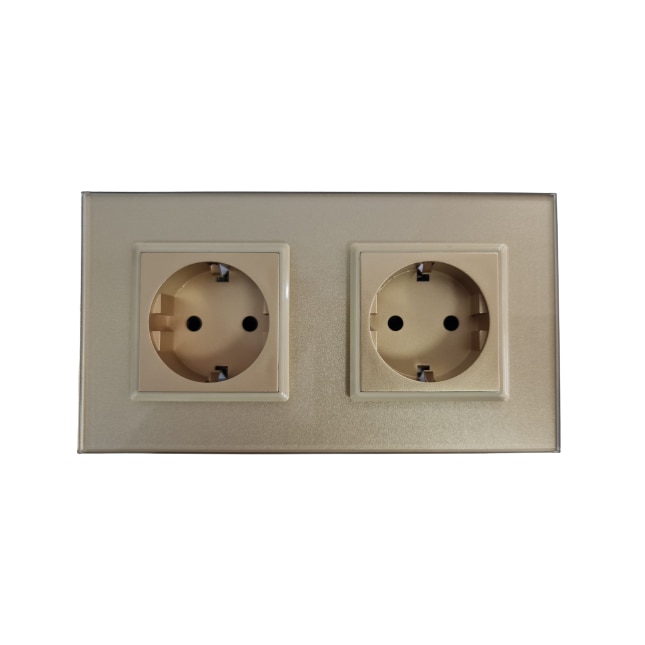 Priza dubla cu rama de sticla, gold - eMAG.ro