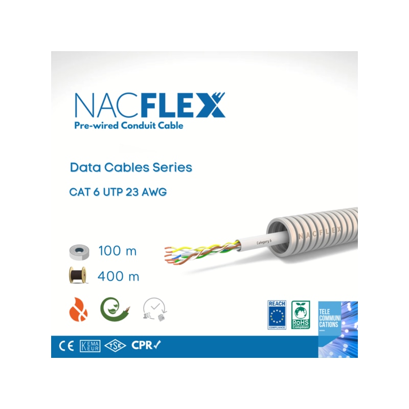 Cablu UTP cat 6 23AWG tras in tub pvc tip copex flexibil 16mm 750nm ...