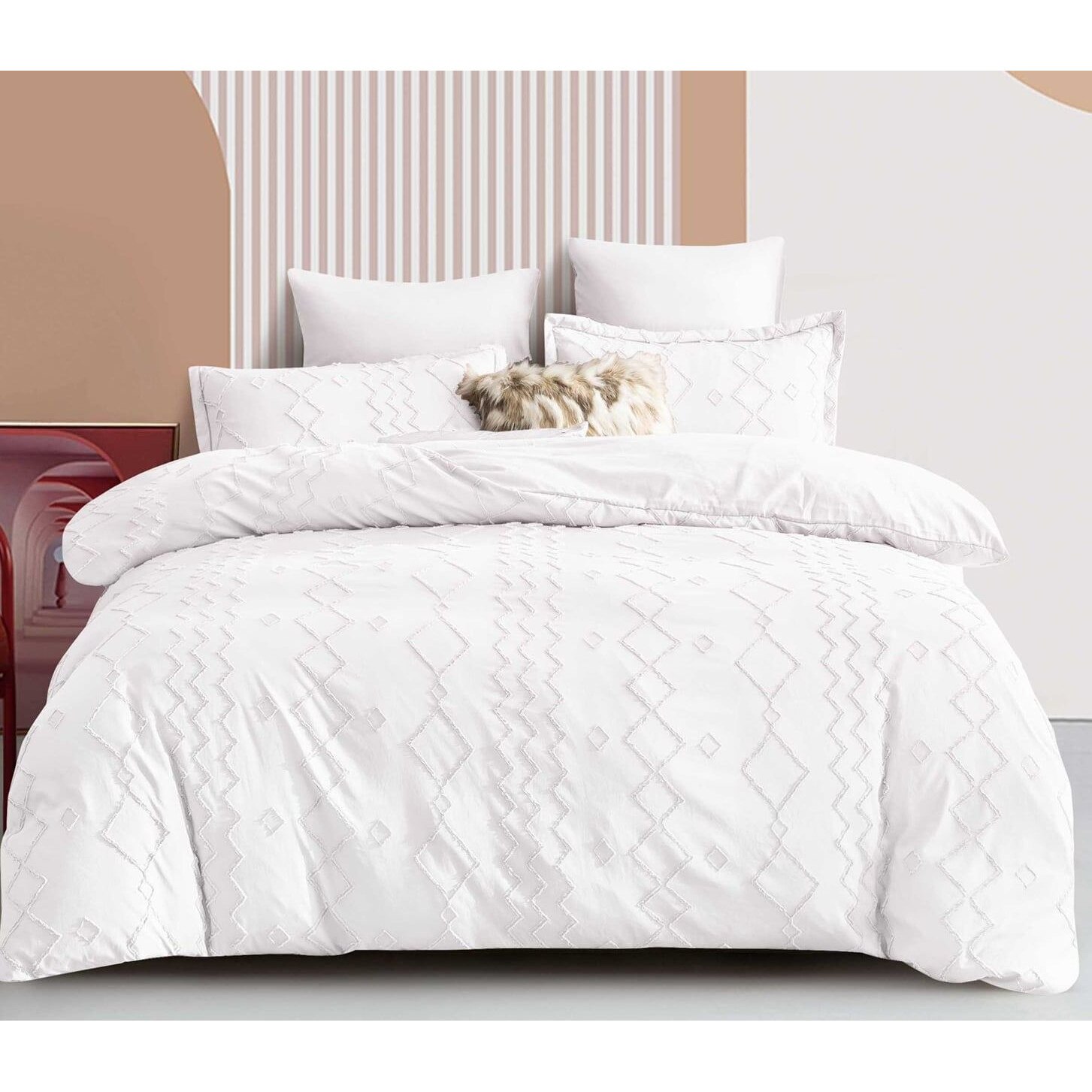 Set Lenjerie de pat dublu 245 X 250 fin de lux de tip egiptean cu 6 ...