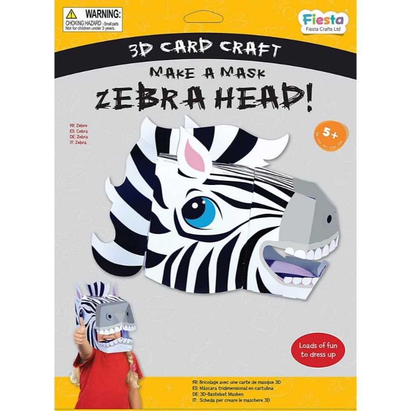 Masca 3D pentru copii, Fiesta Crafts, Forma zebra, Multicolor - eMAG.ro