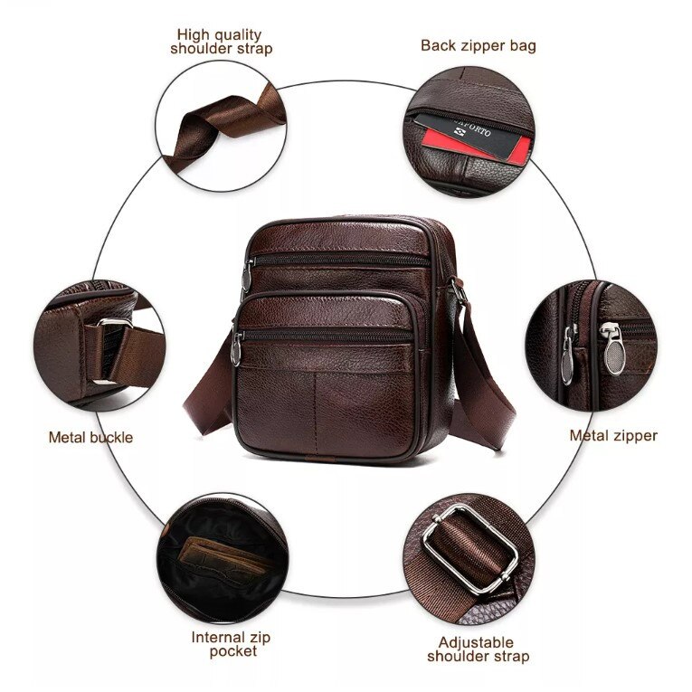 Geanta de umar pentru barbati Adrian GT1820, piele naturala, maro ...