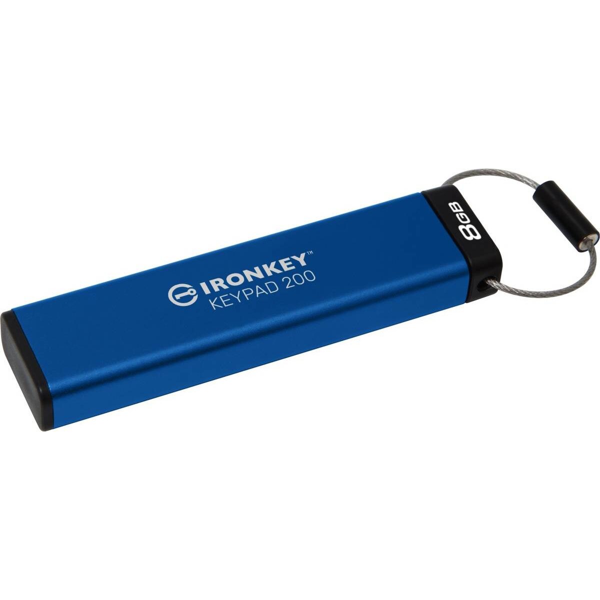 Memorie USB Kingston IronKey Keypad 200 8GB USB-A 3.0 Blue - eMAG.ro