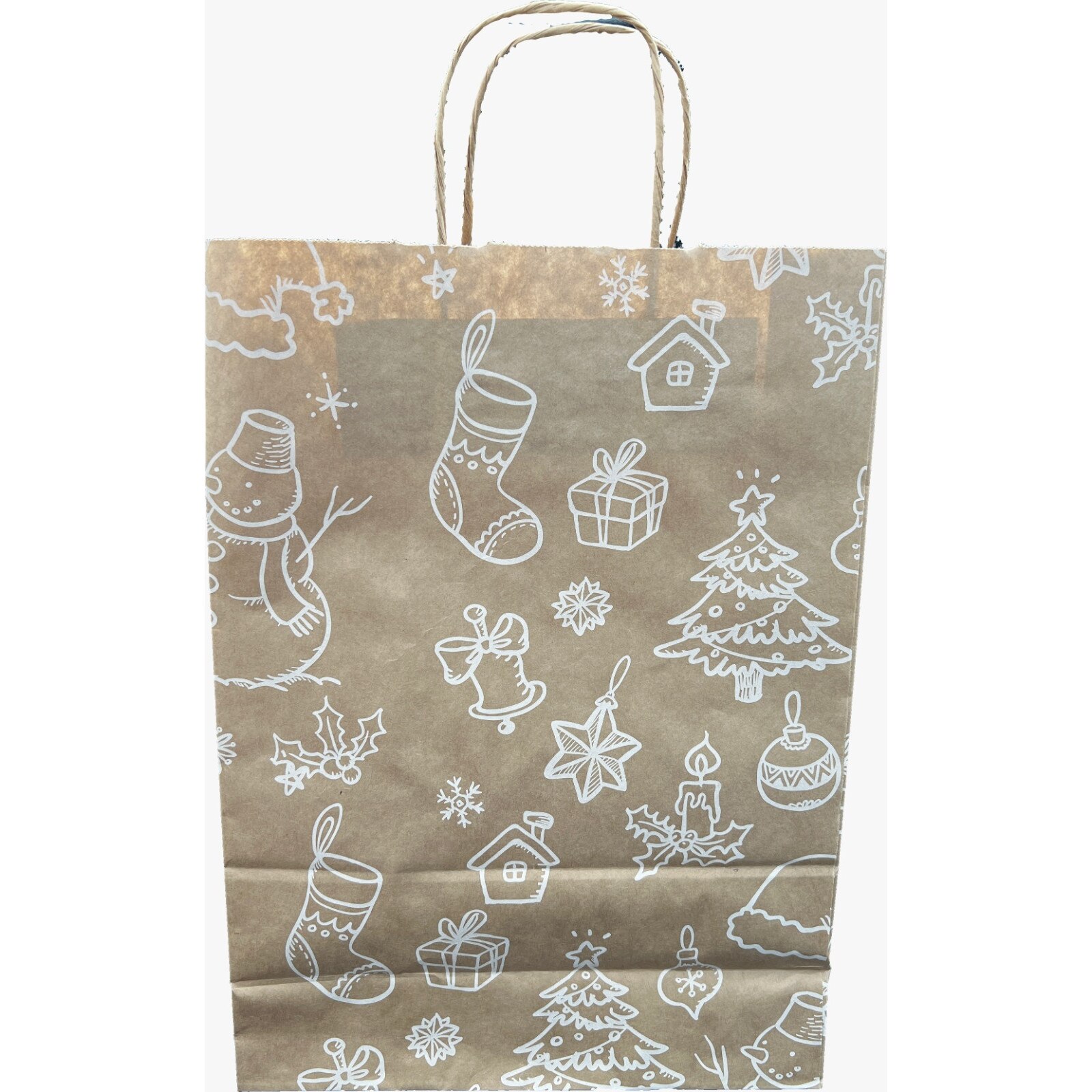 Punga cadou din hartie 25x10x35, Craciun, natur, set 10 bucati - eMAG.ro