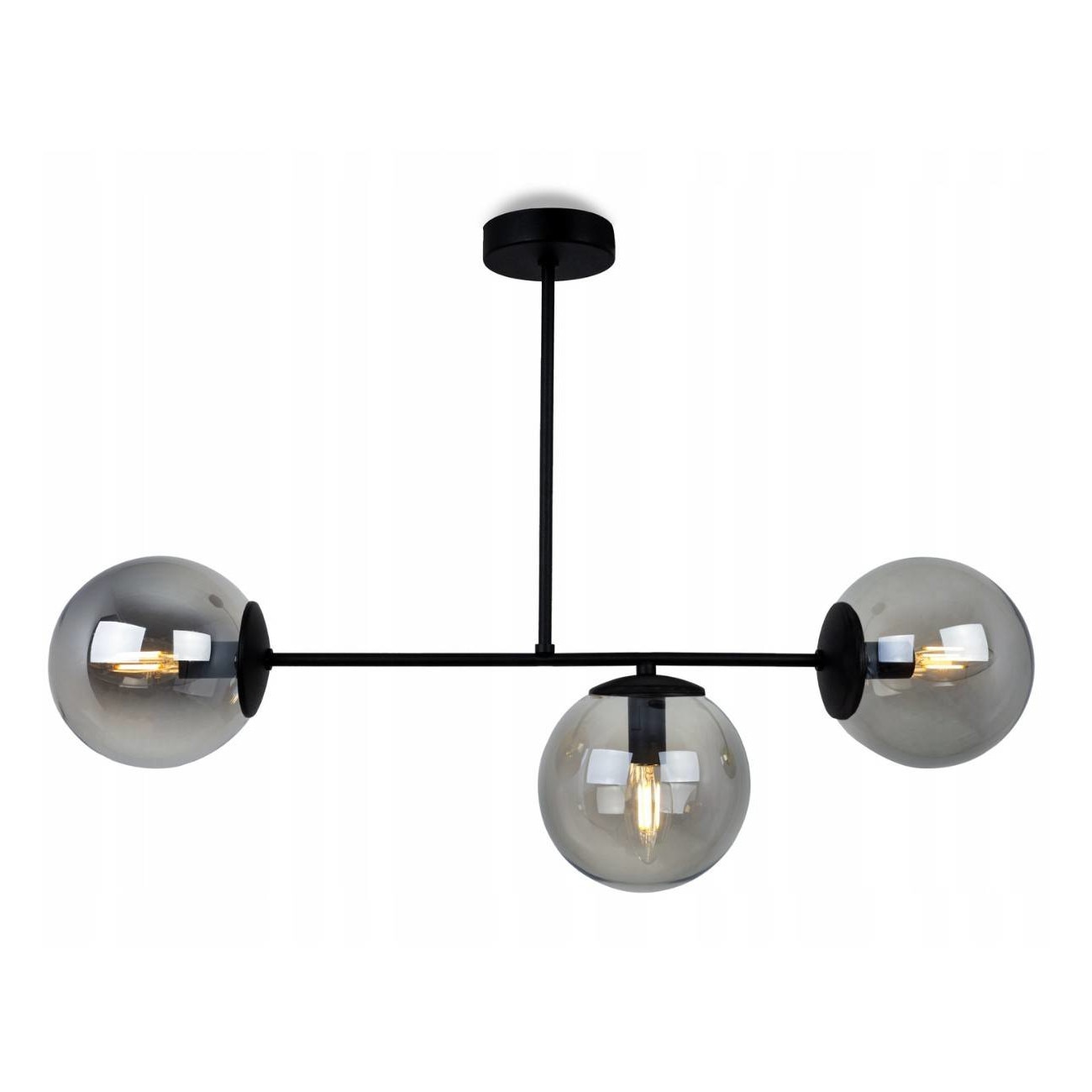 Lustra suspendata cu 3 surse de lumina, 230V, tip E14 max 60W, negru ...