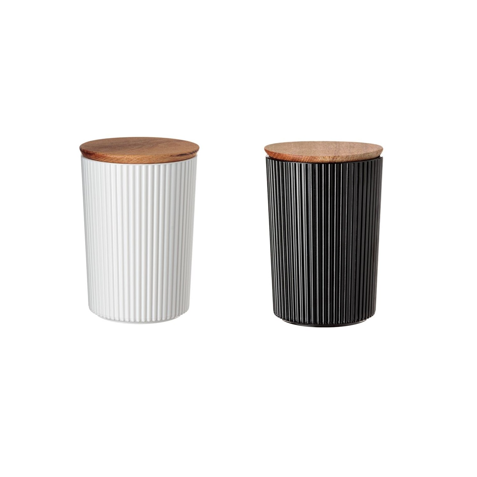 Set 2 Borcane decorative din plastic cu capac din lemn, 900ml, 10 ...