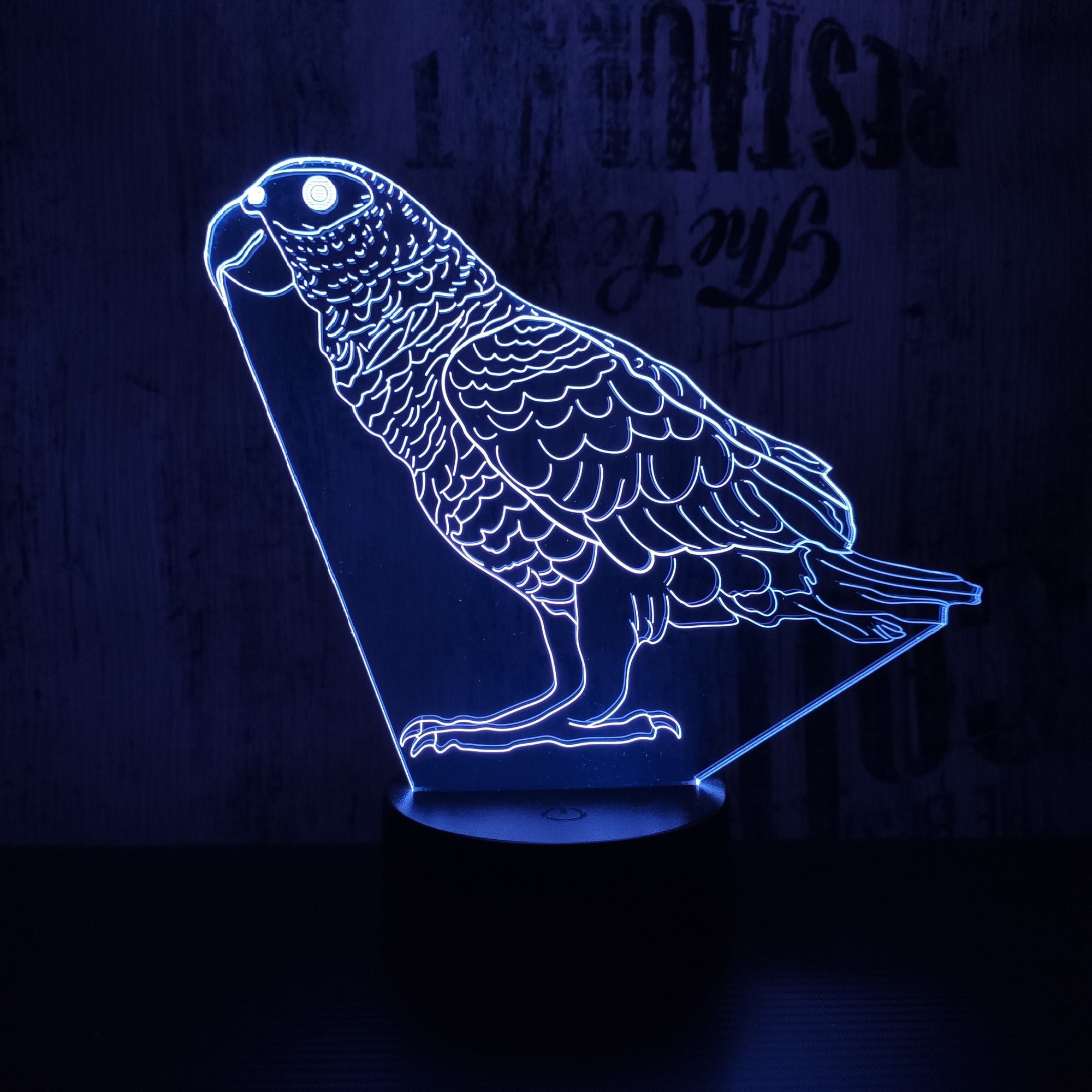 3D led Illúzió lámpa Papagáj Fekete talp - eMAG.hu