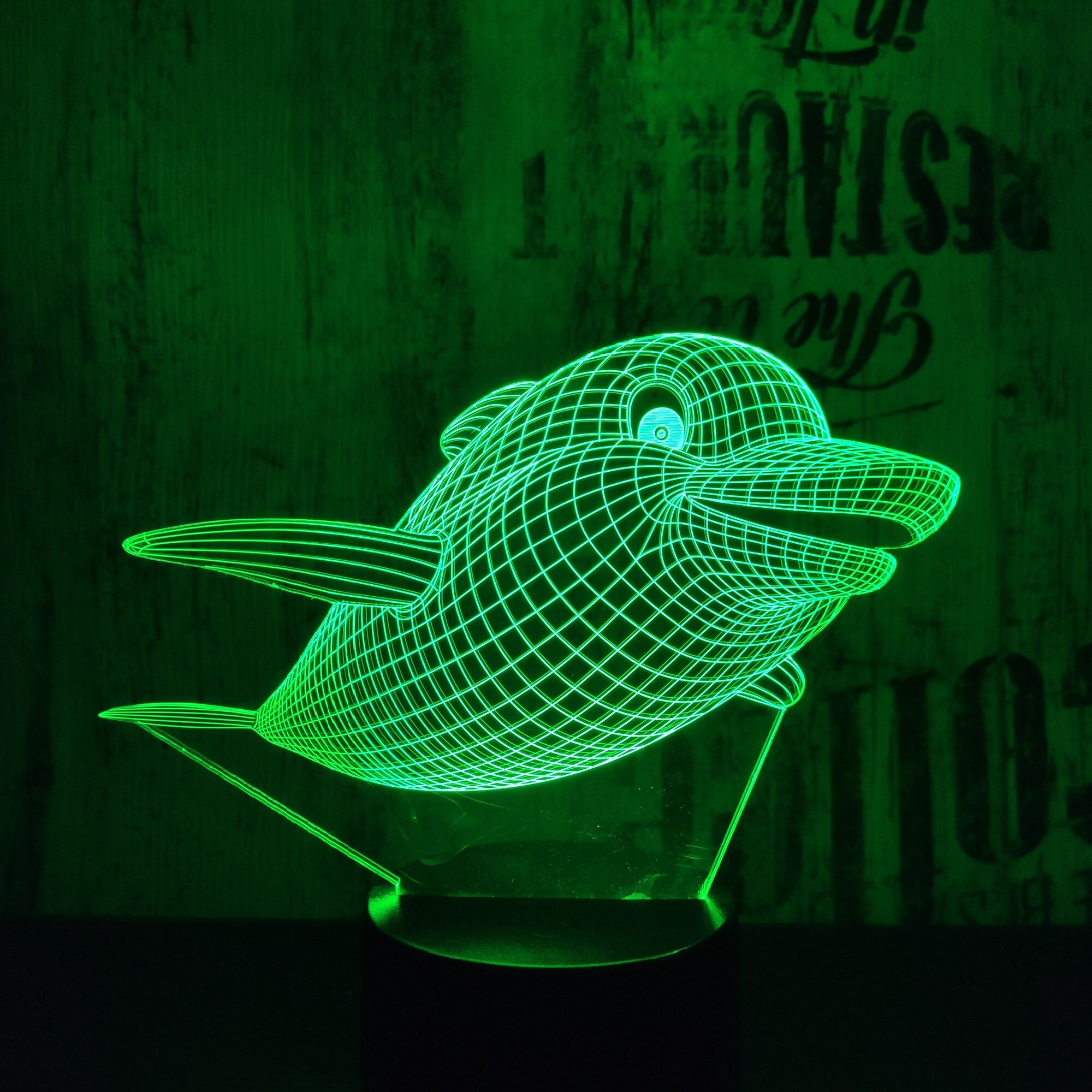 3D led Illúzió lámpa Mosolygós delfin Fekete talp - eMAG.hu