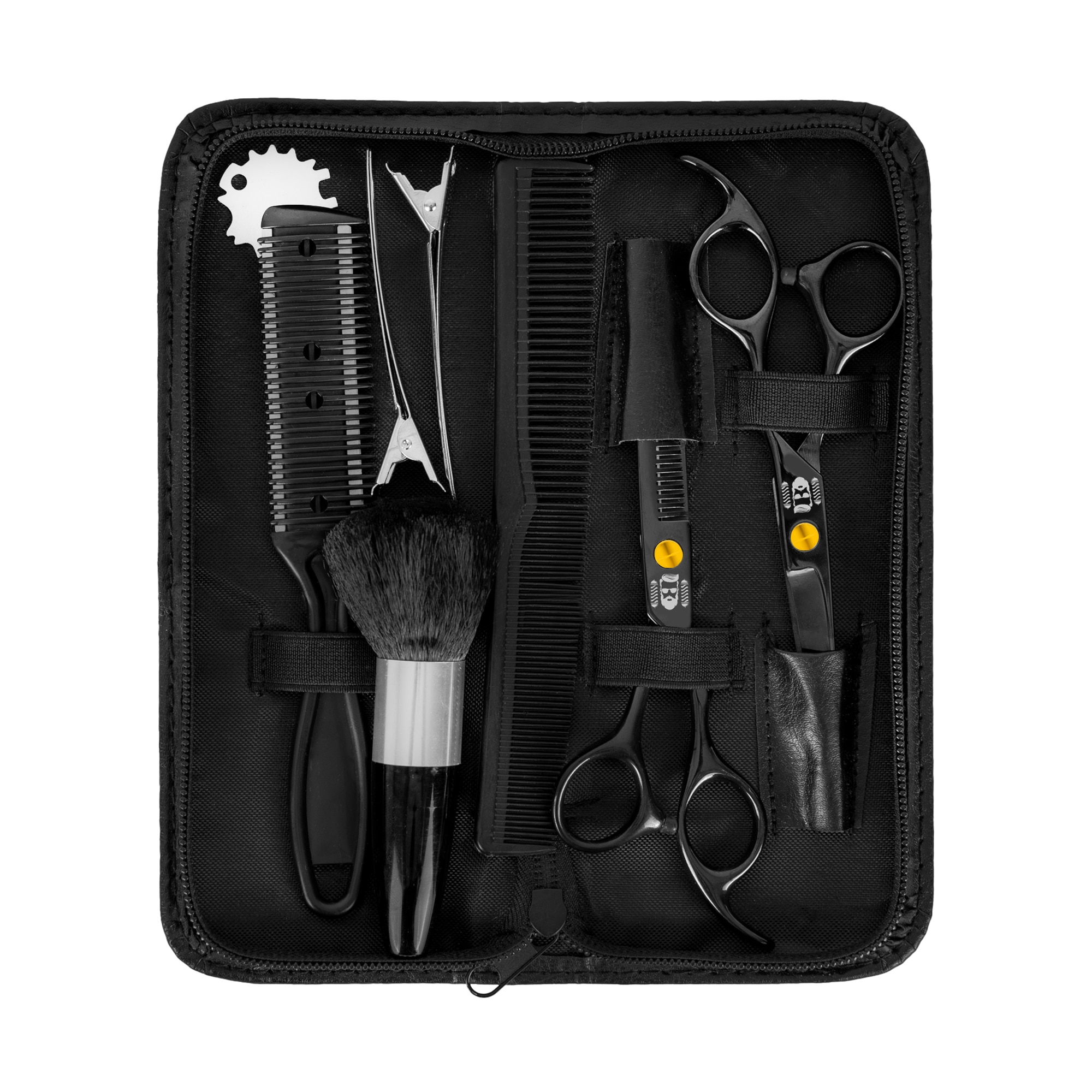 Set frizer, Foarfece drepte si un subtire, iLogic, Inox, Negru - eMAG.ro