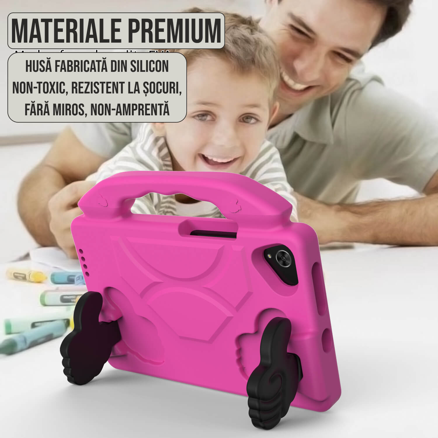 Husa protectie tableta pentru copii compatibila cu Samsung TAB A7 T500 ...