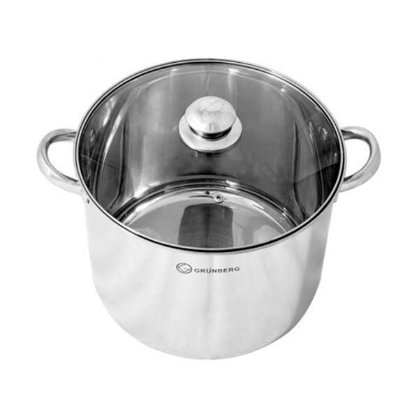 Set oala din otel inoxidabil si capac din sticla, 111l, 26cm, GRUNBERG ...
