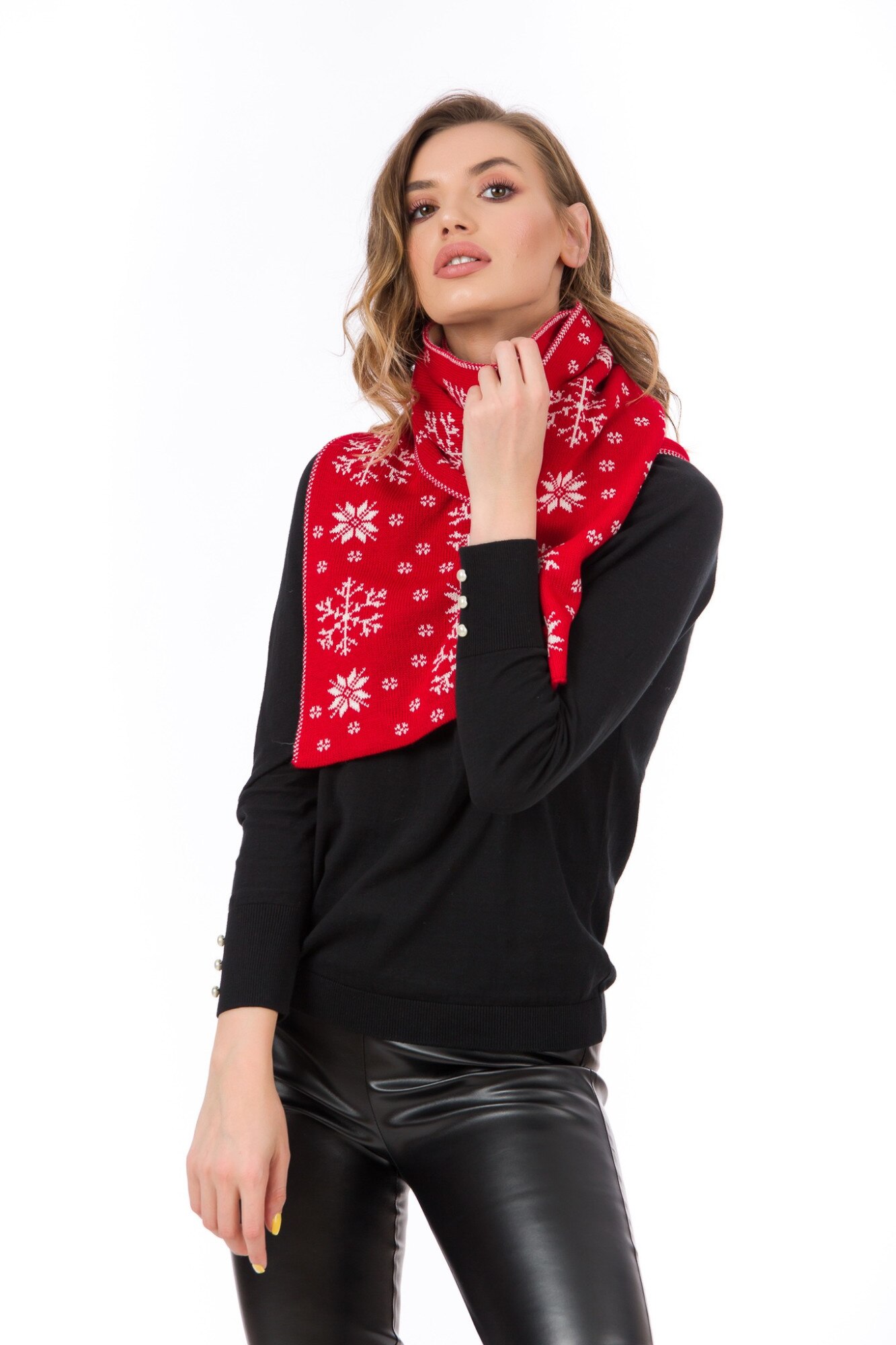 Fular desen fulgi, Be You, rosu, universal - eMAG.ro