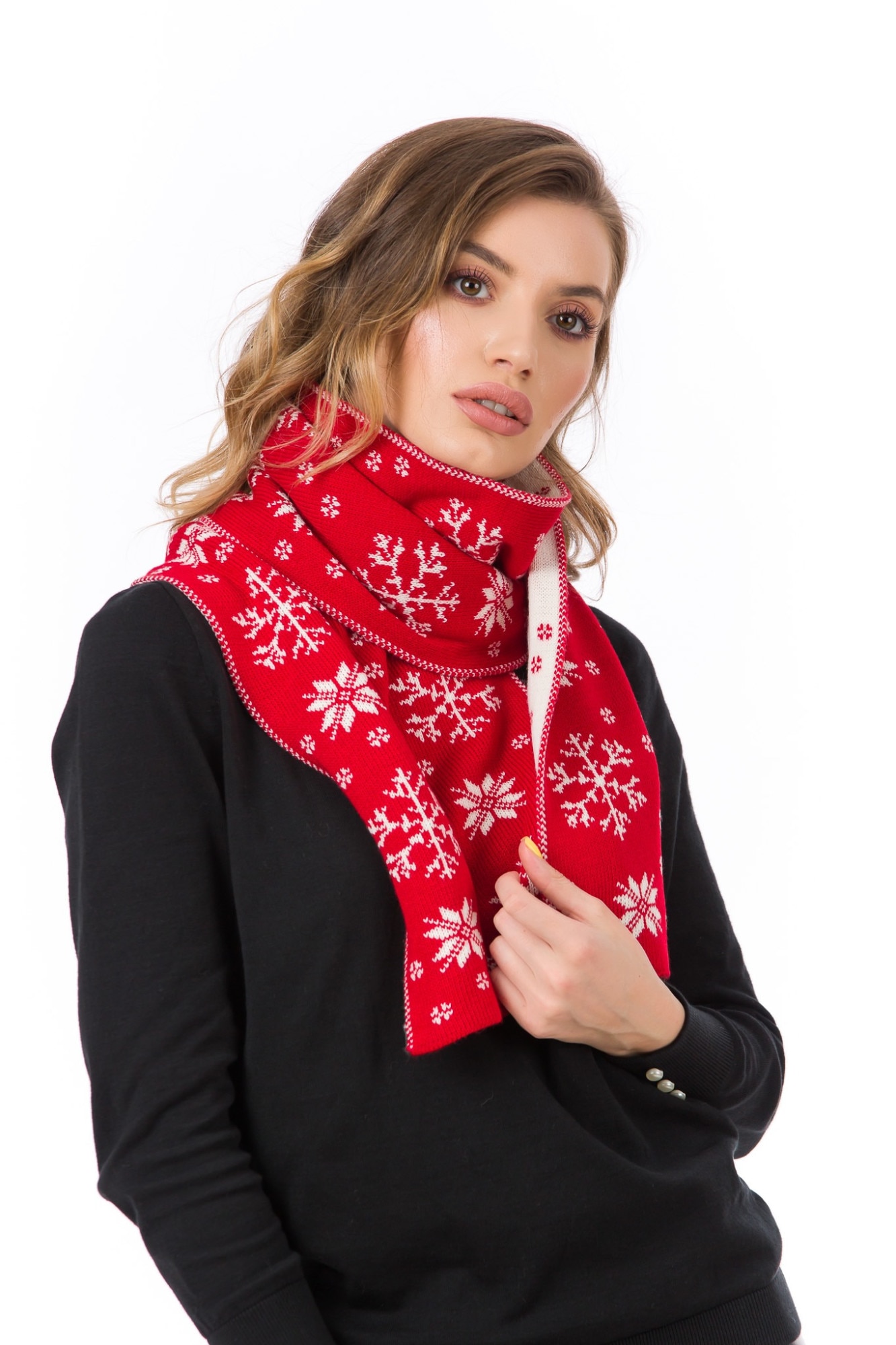 Fular desen fulgi, Be You, rosu, universal - eMAG.ro