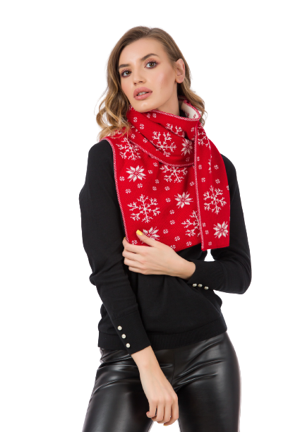 Fular desen fulgi, Be You, rosu, universal - eMAG.ro