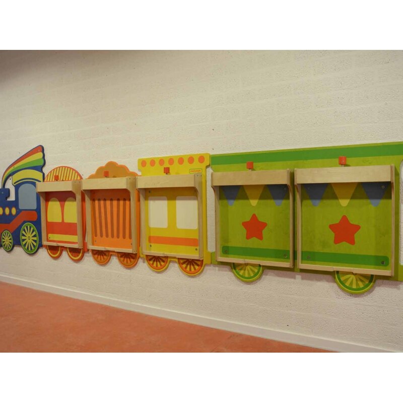 Jucarie perete trenulet copii, Masterkidz, Lemn, Multicolor, 3+ - eMAG.ro