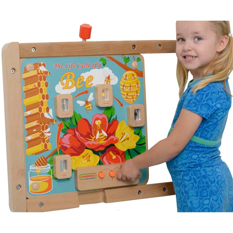 Jucarie perete copii, Masterkidz, Ciclul albinelor, Lemn, Multicolor, 3 ...