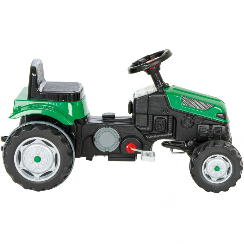 Pedálos traktor, WOOPIE, Csendes kerekek, Műanyag, Zöld/Fekete, 3 ...