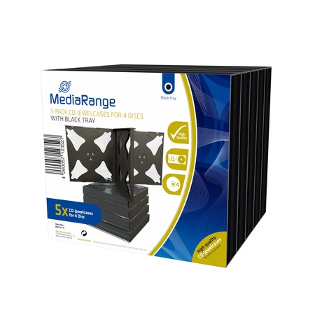 Set 5 carcase pentru CD-uri MediaRange, Plastic, Negru - eMAG.ro