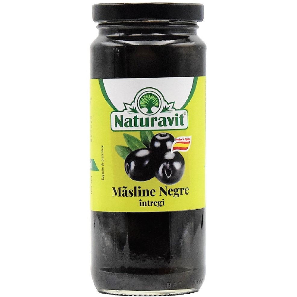 Masline negre intregi in saramura 340g/366ml, Naturavit - eMAG.ro