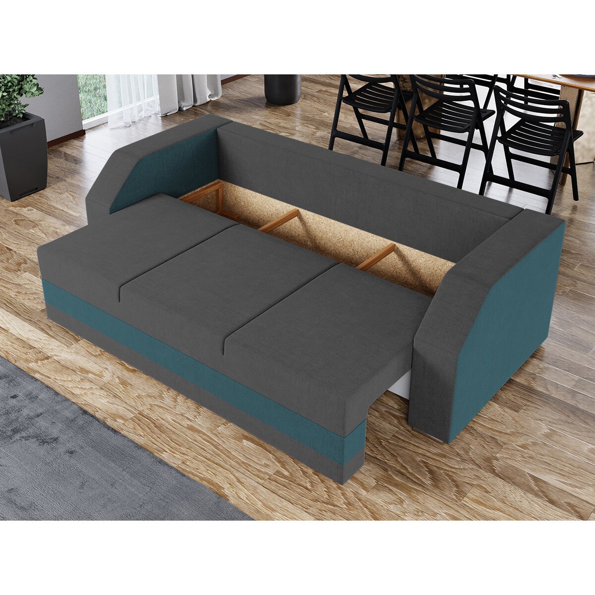 Canapea Camino, extensibila, cu lada depozitare, stofa, 220 x 94 x 87 ...