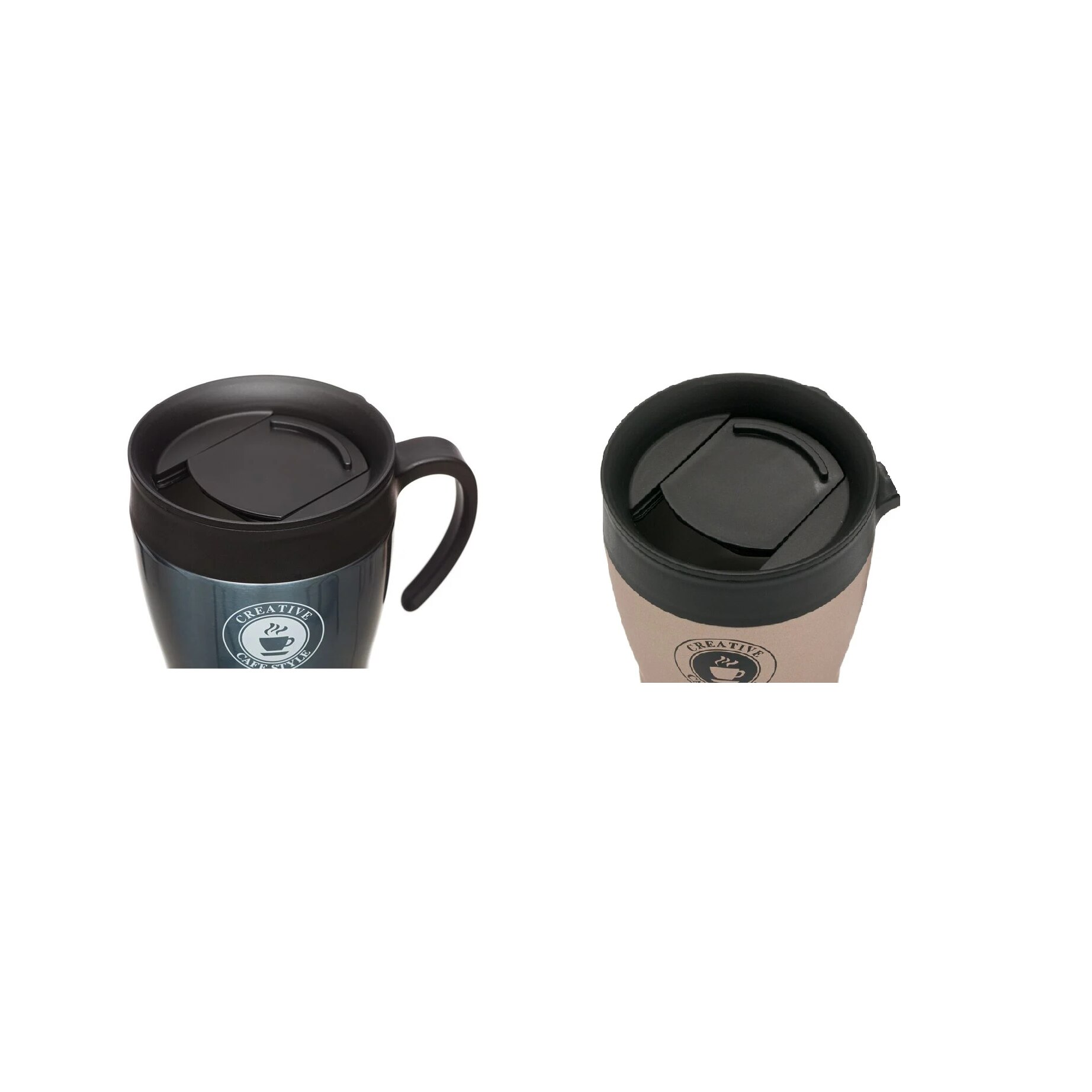 Set 2 Cani pentru cafea cu capac, izotermic, metal-plastic, 350ml ...