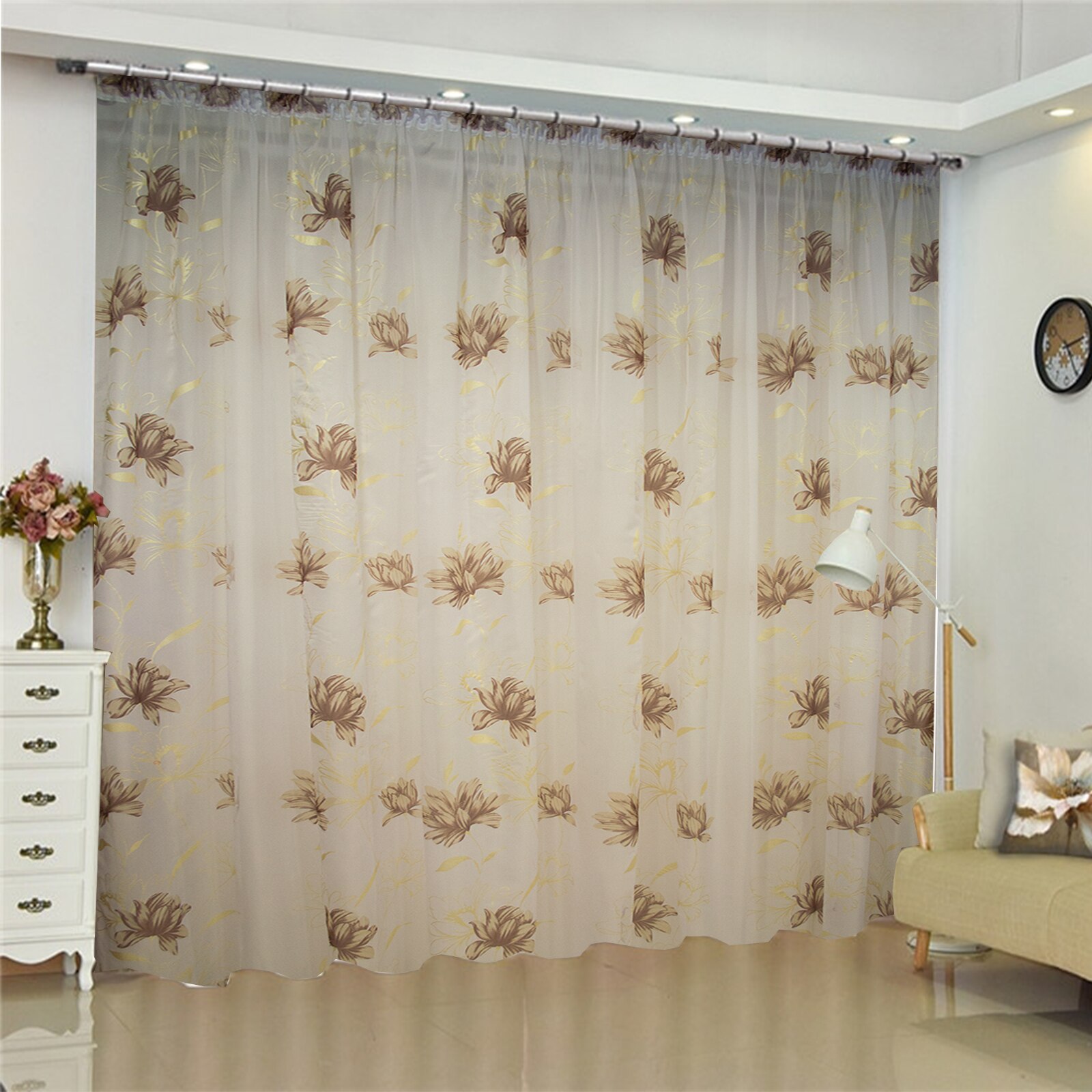 Perdea Velaria flori maro, 500x245 cm - eMAG.ro