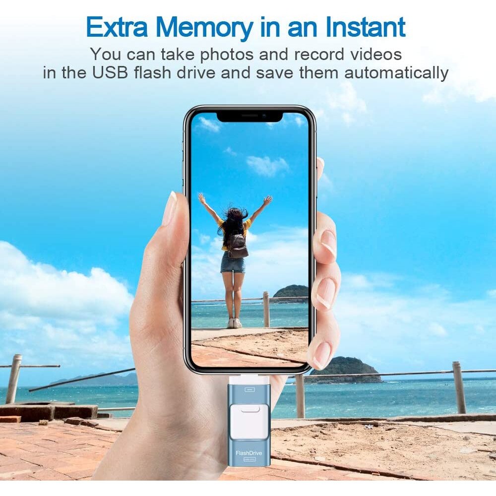 Memorie USB 256 GB 4 in 1, Flash Drive pentru Android si IOS, cu USB C ...