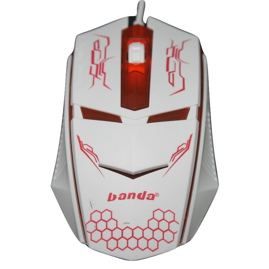 Mouse gaming BANDA V11, Led, Alb/Rosu - eMAG.ro