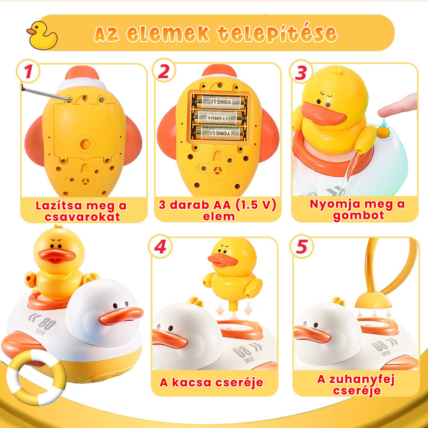 Pitikot fürdőjáték vízpermettel csecsemőknek és gyerekeknek, lebegő ...