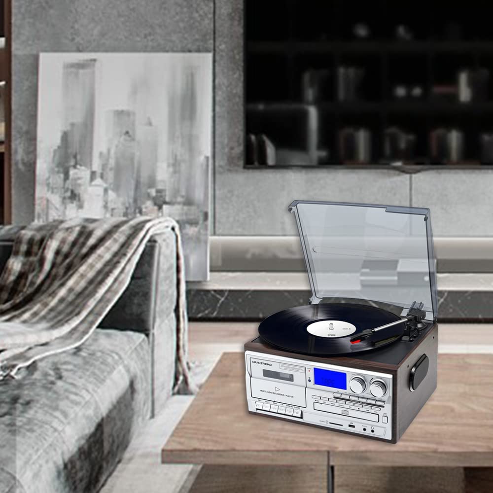 Pick-up stereo cu Bluetooth, Radio FM, Casetofon, USB, card SD, CD ...