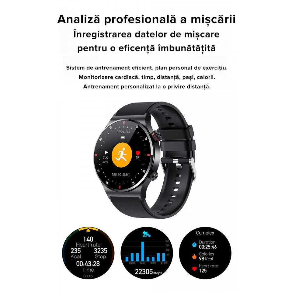 SmartWatch LQT Metallicum, Apelare Bluetooth, Buton rotativ, Tracker ...