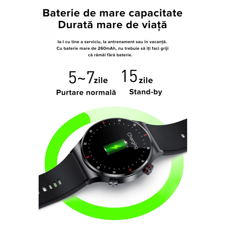 SmartWatch LQT Metallicum, Apelare Bluetooth, Buton rotativ, Tracker ...