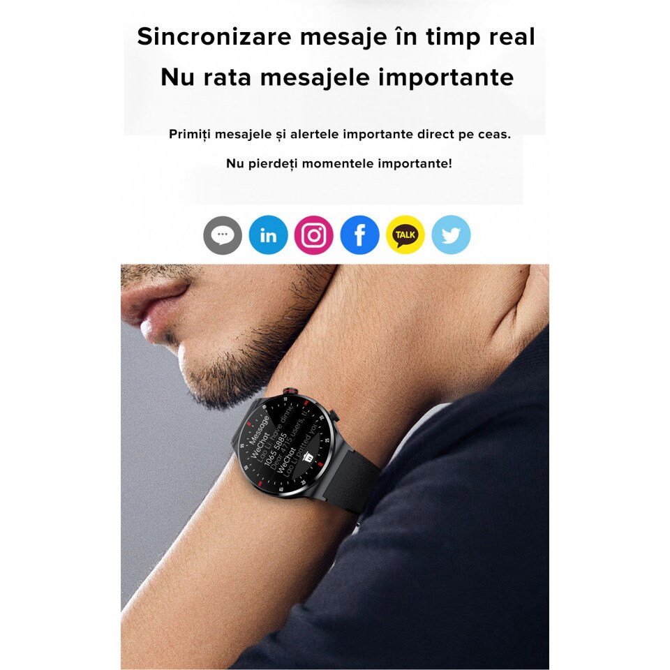 SmartWatch LQT Metallicum, Apelare Bluetooth, Buton rotativ, Tracker ...
