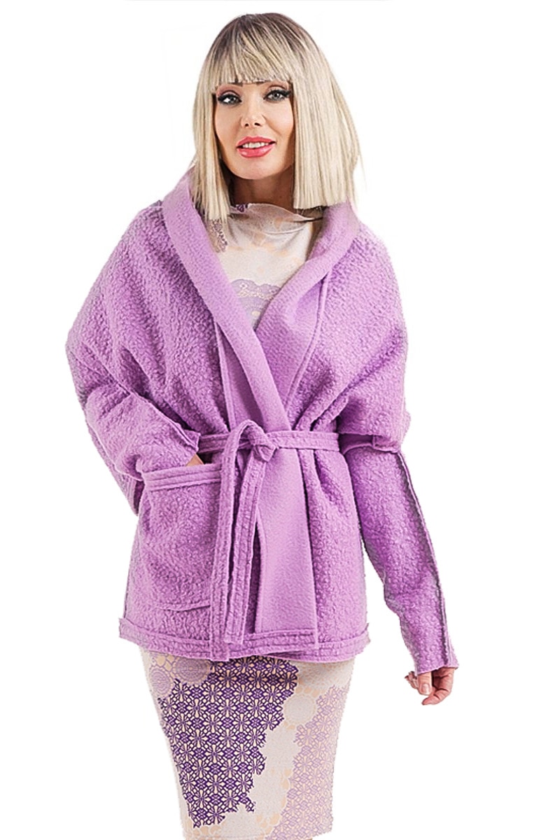 Poncho de dama fucsia cu curea in talie, Inga Valerie, 40 EU - eMAG.ro