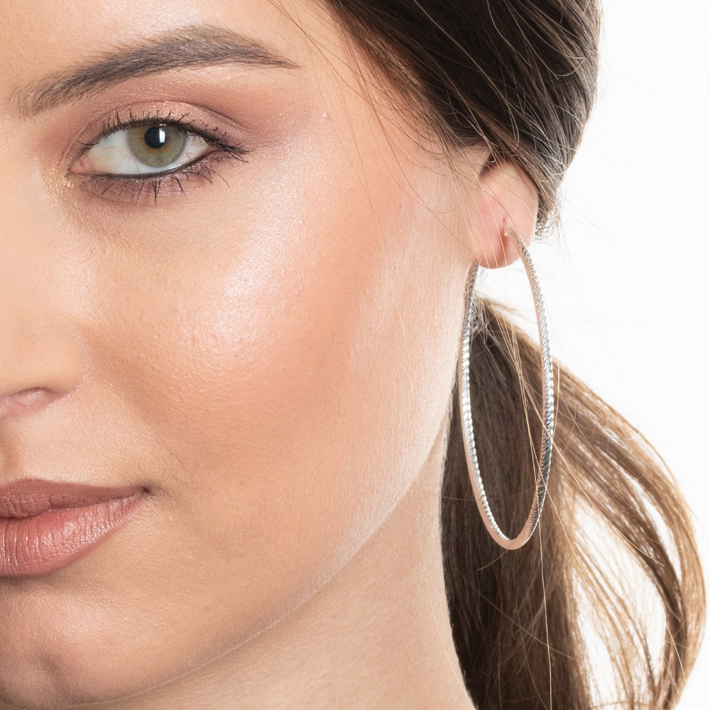 Cercei Argint 925-Cercuri Striate 65mm - eMAG.ro