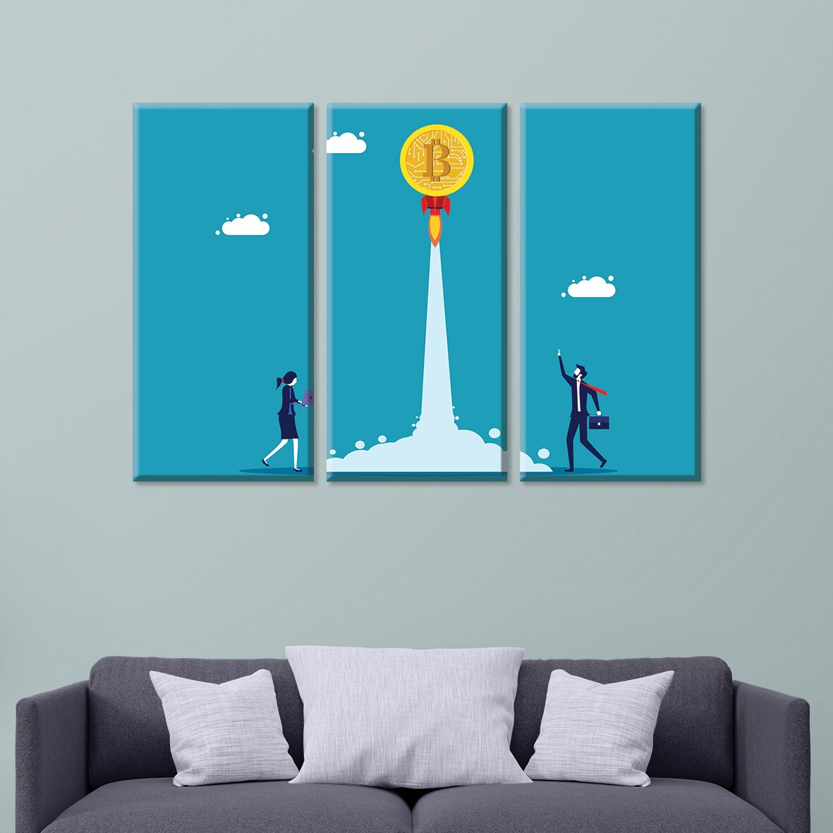 Картина-пано за стена Mega Vibe от 3 части, Изстрелване на цената на ...