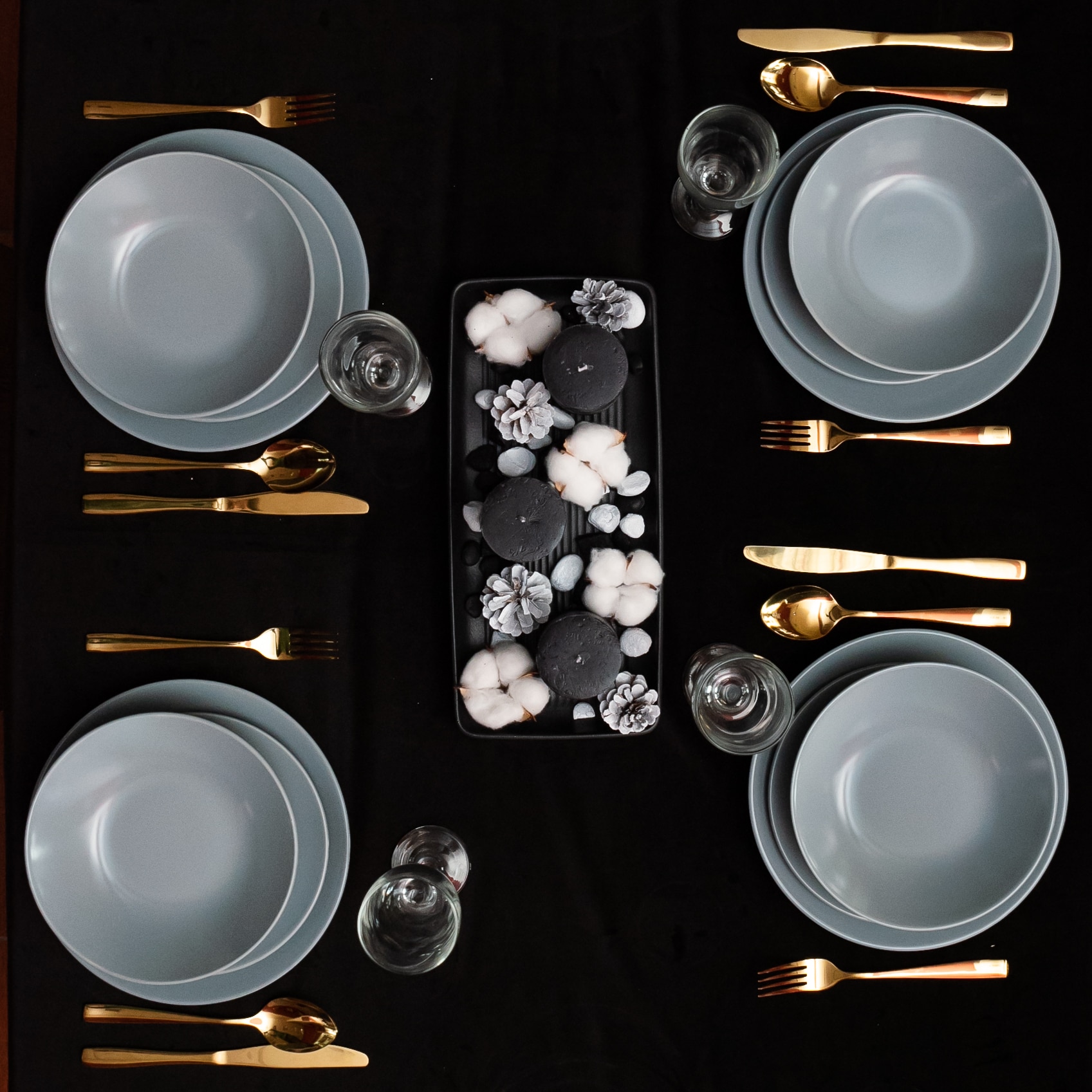 Set farfurii 12 piese, pentru 4 persoane, Ice Gray, 12 piese, Cesiro ...