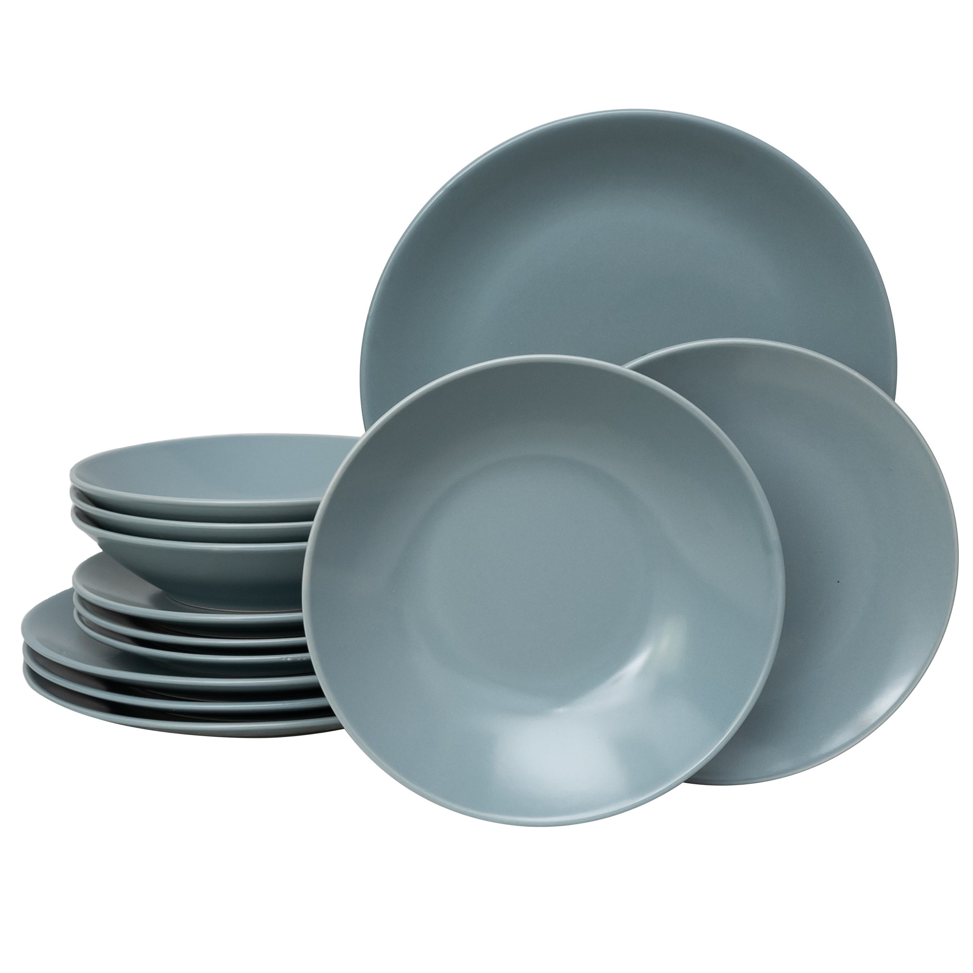 Set farfurii 12 piese, pentru 4 persoane, Ice Gray, 12 piese, Cesiro ...