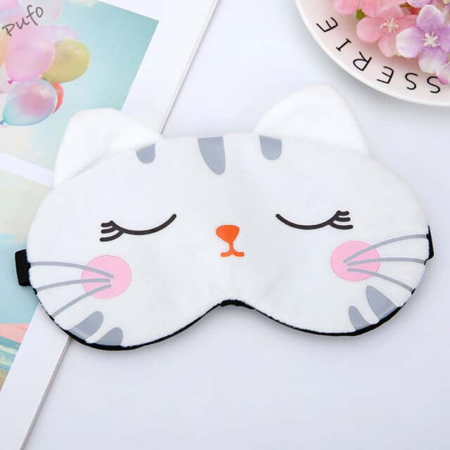 Masca pentru dormit sau calatorie, cu gel detasabil, Pufo Pisica ...