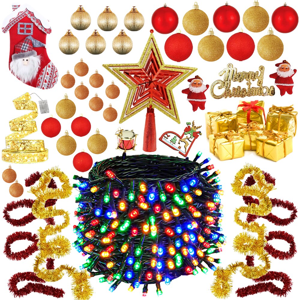 Set 54 Ornamente Pentru Craciun HYT ®, Cu 45 Globuri Colorate, Stea ...