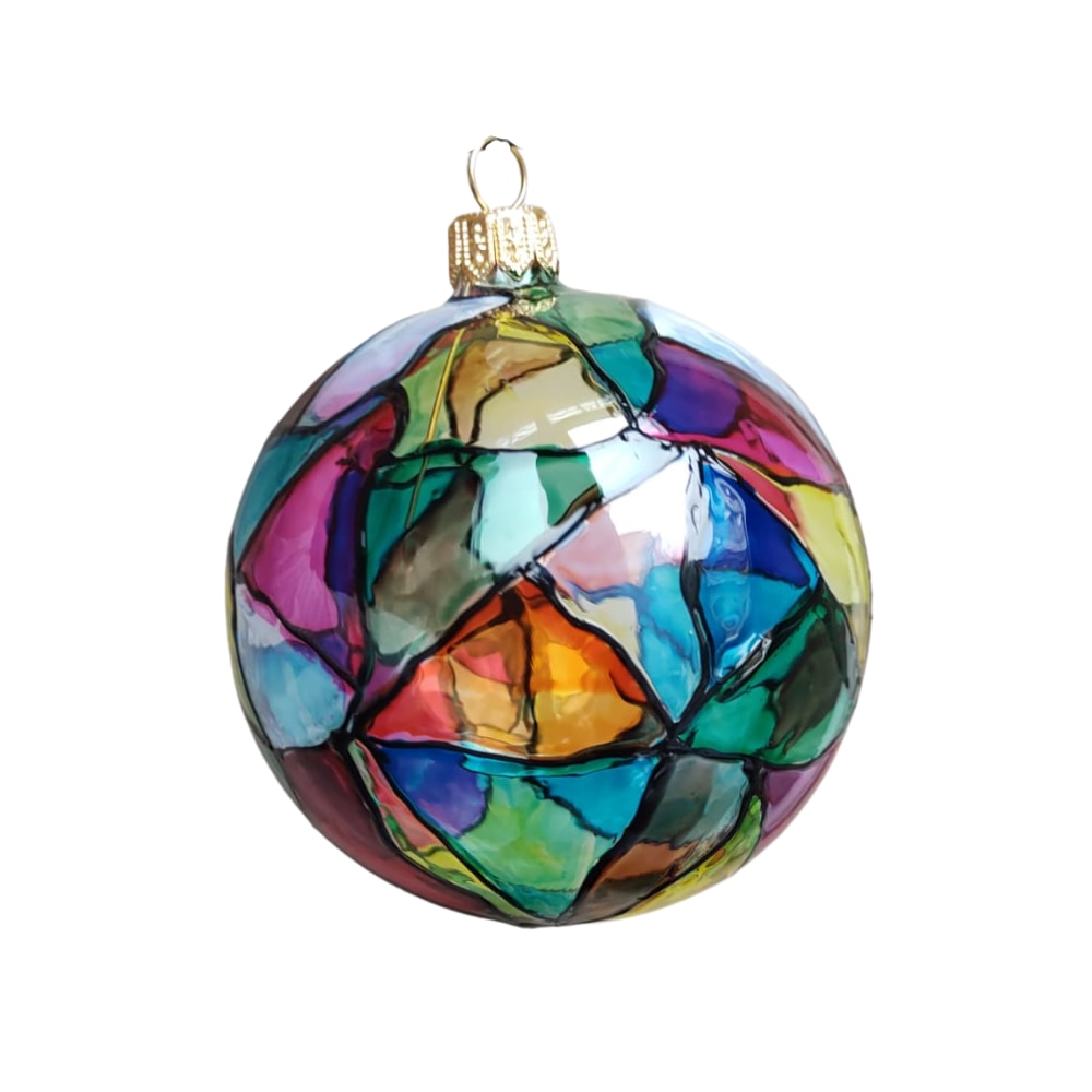 Glob brad vitraliu, sticla, Tracolla Handmade, 8 cm, colorat - eMAG.ro